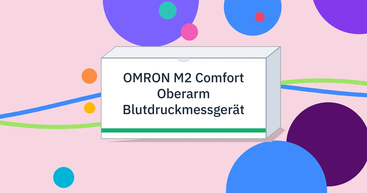 Symbolbild: Packung mit der Aufschrift OMRON M2 Comfort Oberarm Blutdruckmessgerät (PZN 19403278) – Verfügbarkeit und Bezug in Apotheken in Frankfurt am Main