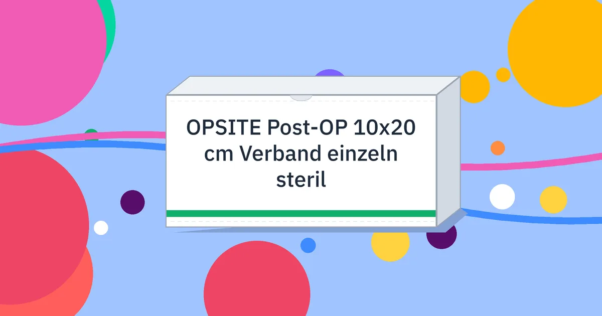 Symbolbild: Packung mit der Aufschrift OPSITE Post-OP 10x20 cm Verband einzeln steril (PZN 01447482) – Verfügbarkeit und Bezug in Apotheken in Frankfurt am Main