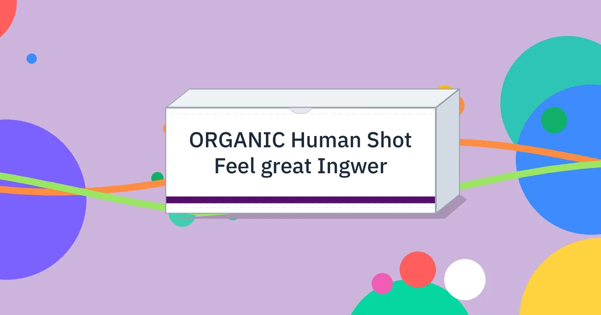 Symbolbild: Packung mit der Aufschrift ORGANIC Human Shot Feel great Ingwer (PZN 16319459) – Verfügbarkeit und Bezug in Apotheken in Frankfurt am Main