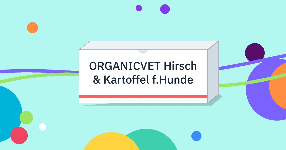 Symbolbild: Packung mit der Aufschrift ORGANICVET Hirsch & Kartoffel f.Hunde (PZN 18449781) – Verfügbarkeit und Bezug in Apotheken in Frankfurt am Main