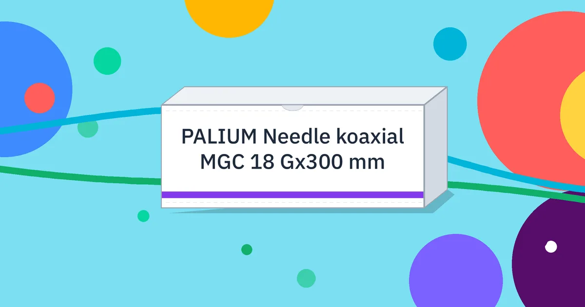Symbolbild: Packung mit der Aufschrift PALIUM Needle koaxial MGC 18 Gx300 mm (PZN 19734532) – Verfügbarkeit und Bezug in Apotheken in Frankfurt am Main