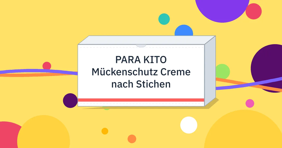 Symbolbild: Packung mit der Aufschrift PARA KITO Mückenschutz Creme nach Stichen (PZN 19164589) – Verfügbarkeit und Bezug in Apotheken in Frankfurt am Main