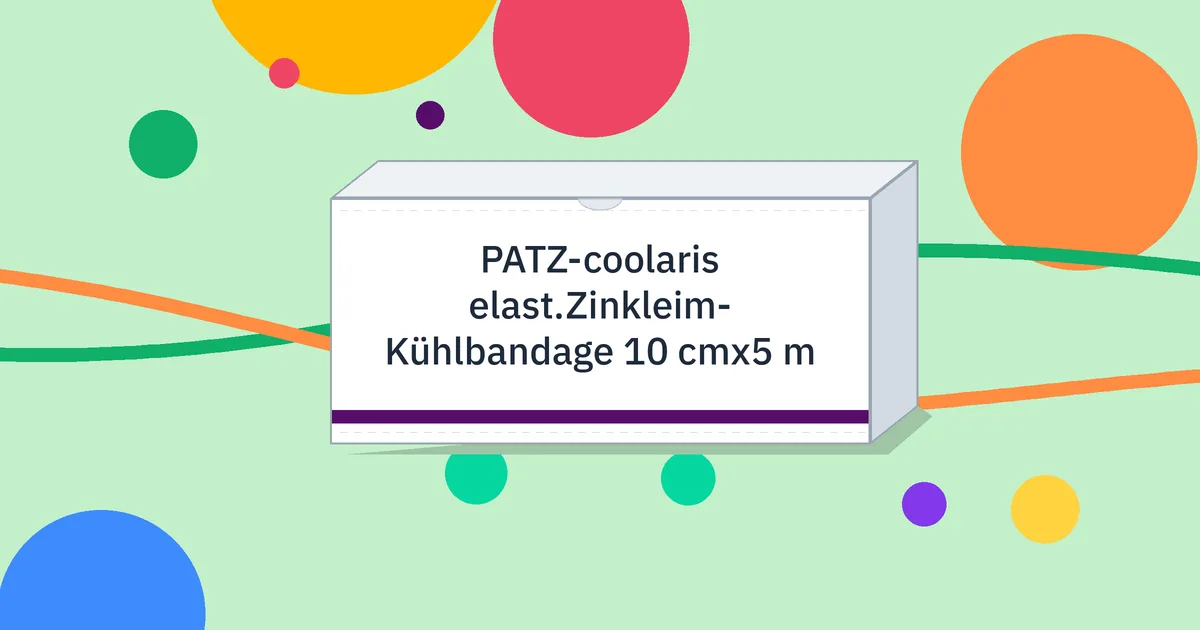 Symbolbild: Packung mit der Aufschrift PATZ-coolaris elast.Zinkleim-Kühlbandage 10 cmx5 m (PZN 08929089) – Verfügbarkeit und Bezug in Apotheken in Frankfurt am Main