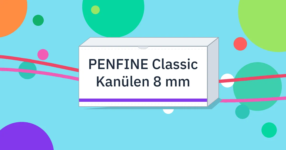 Symbolbild: Packung mit der Aufschrift PENFINE Classic Kanülen 8 mm (PZN 14414260) – Verfügbarkeit und Bezug in Apotheken in Frankfurt am Main