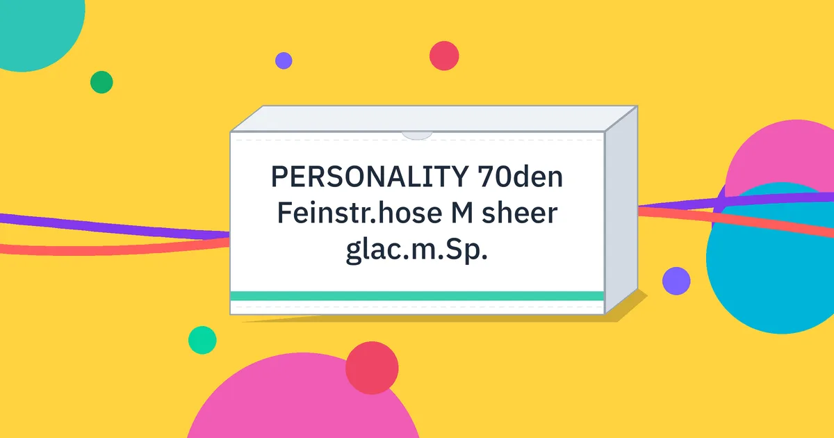 Symbolbild: Packung mit der Aufschrift PERSONALITY 70den Feinstr.hose M sheer glac.m.Sp. (PZN 16189459) – Verfügbarkeit und Bezug in Apotheken in Frankfurt am Main