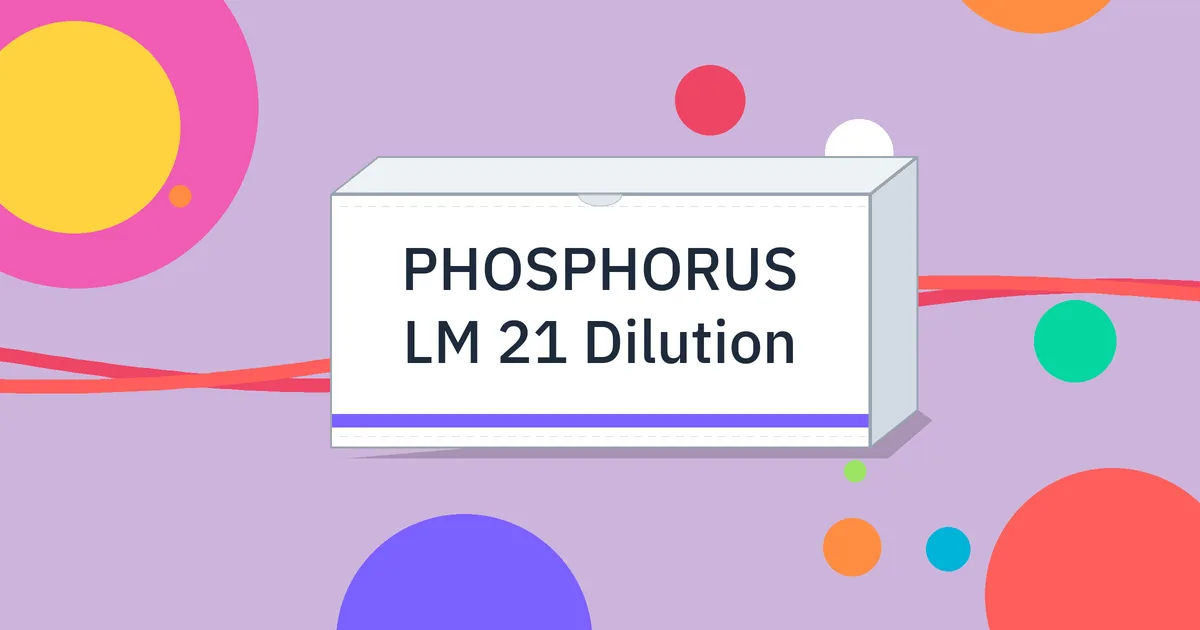 Symbolbild: Packung mit der Aufschrift PHOSPHORUS LM 21 Dilution (PZN 13034118) – Verfügbarkeit und Bezug in Apotheken in Frankfurt am Main