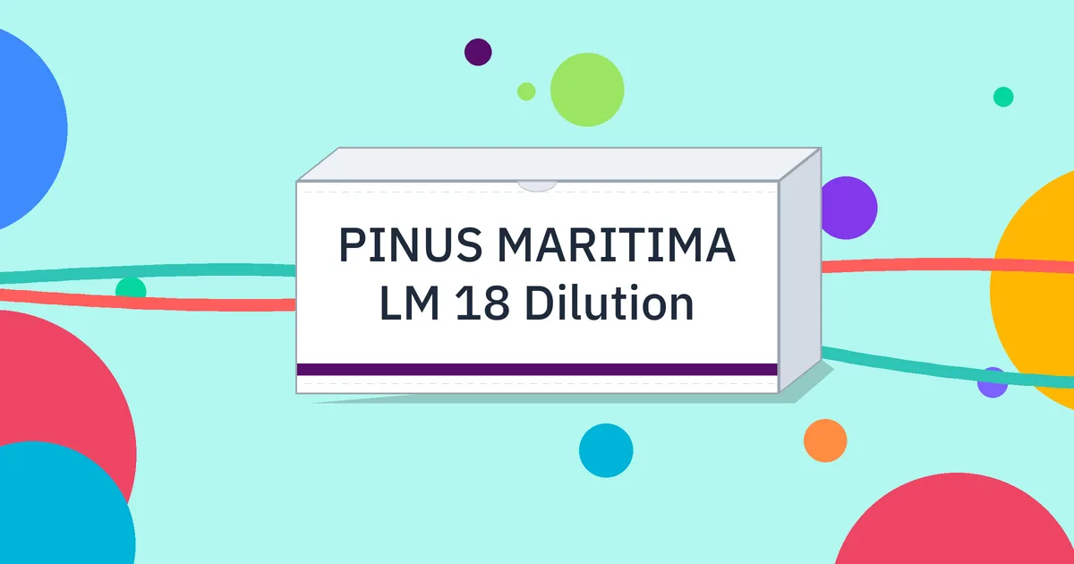 Symbolbild: Packung mit der Aufschrift PINUS MARITIMA LM 18 Dilution (PZN 13644414) – Verfügbarkeit und Bezug in Apotheken in Frankfurt am Main