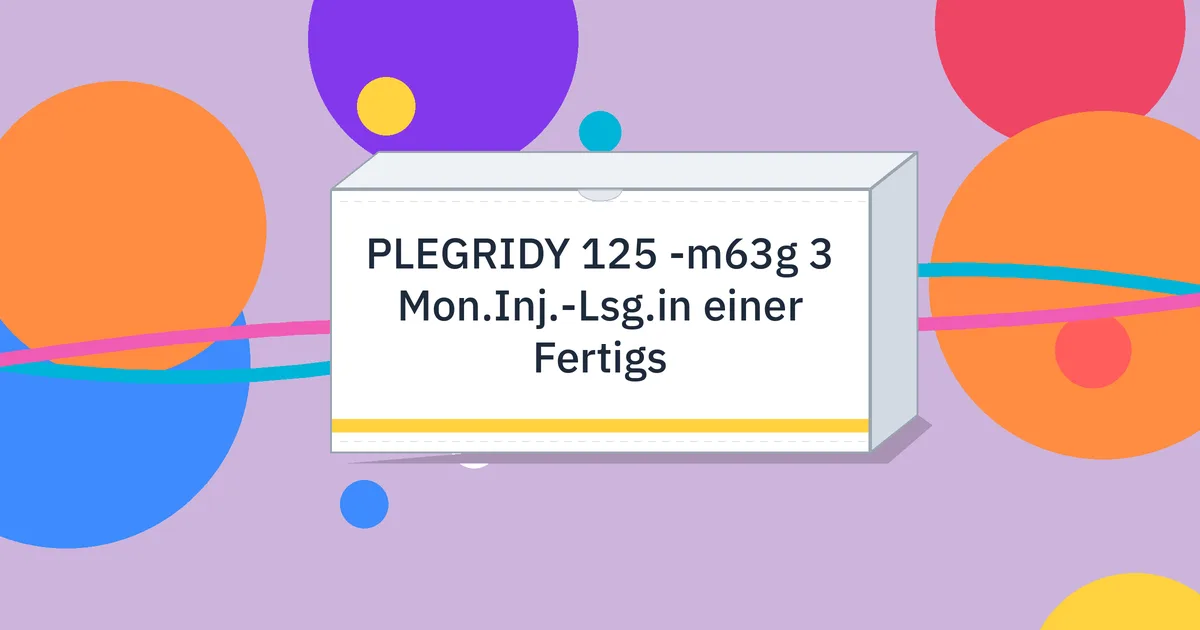 Symbolbild: Packung mit der Aufschrift PLEGRIDY 125 -m63g 3 Mon.Inj.-Lsg.in einer Fertigs (PZN 14242310) – Verfügbarkeit und Bezug in Apotheken in Frankfurt am Main