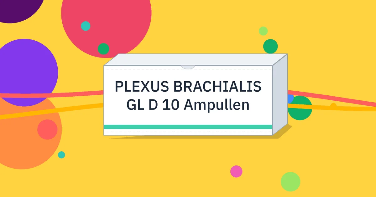 Symbolbild: Packung mit der Aufschrift PLEXUS BRACHIALIS GL D 10 Ampullen (PZN 03355057) – Verfügbarkeit und Bezug in Apotheken in Frankfurt am Main