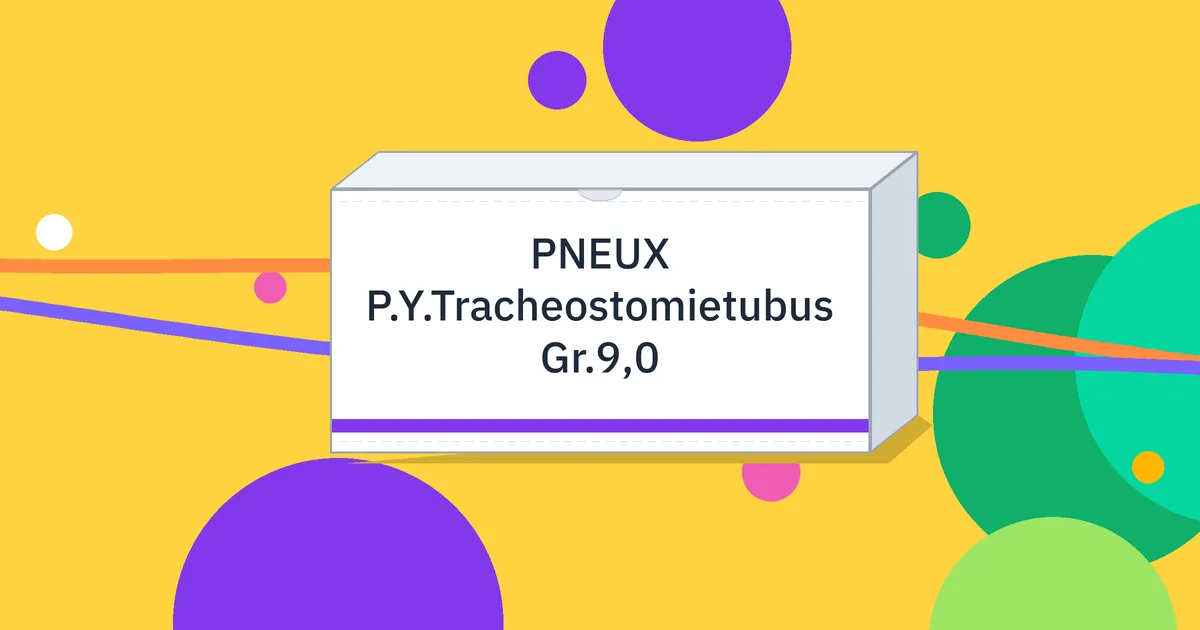 Symbolbild: Packung mit der Aufschrift PNEUX P.Y.Tracheostomietubus Gr.9,0 (PZN 14165905) – Verfügbarkeit und Bezug in Apotheken in Frankfurt am Main