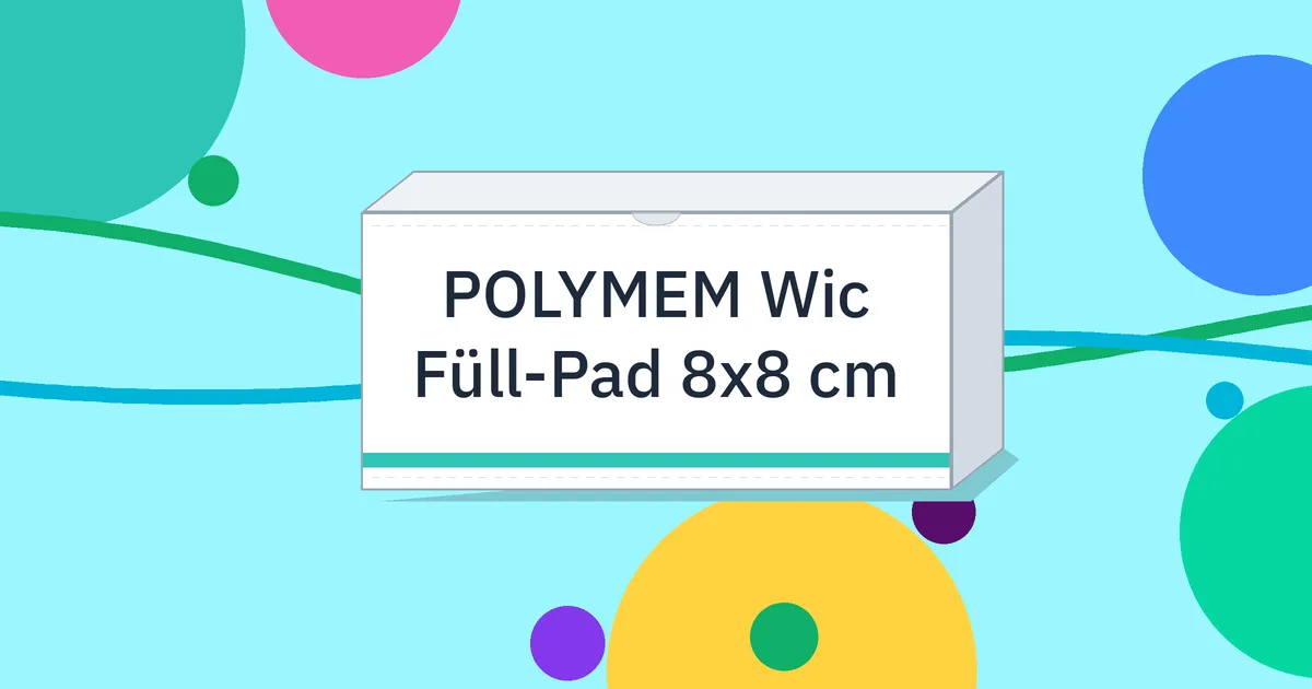 Symbolbild: Packung mit der Aufschrift POLYMEM Wic Füll-Pad 8x8 cm (PZN 00045439) – Verfügbarkeit und Bezug in Apotheken in Frankfurt am Main