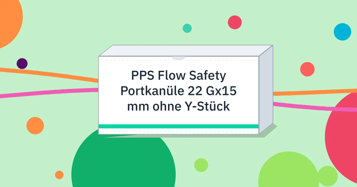 Symbolbild: Packung mit der Aufschrift PPS Flow Safety Portkanüle 22 Gx15 mm ohne Y-Stück (PZN 10073856) – Verfügbarkeit und Bezug in Apotheken in Frankfurt am Main