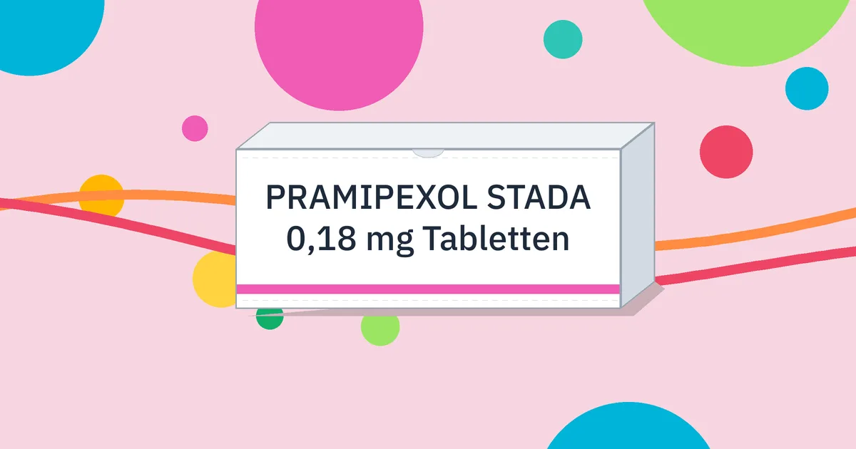 Symbolbild: Packung mit der Aufschrift PRAMIPEXOL STADA 0,18 mg Tabletten (PZN 06560504) – Verfügbarkeit und Bezug in Apotheken in Frankfurt am Main