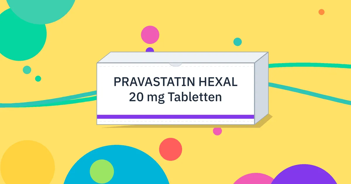 Symbolbild: Packung mit der Aufschrift PRAVASTATIN HEXAL 20 mg Tabletten (PZN 00483843) – Verfügbarkeit und Bezug in Apotheken in Frankfurt am Main