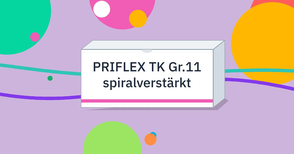 Symbolbild: Packung mit der Aufschrift PRIFLEX TK Gr.11 spiralverstärkt (PZN 10287480) – Verfügbarkeit und Bezug in Apotheken in Frankfurt am Main