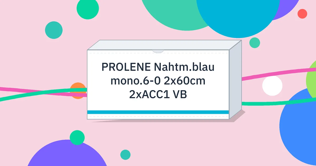Symbolbild: Packung mit der Aufschrift PROLENE Nahtm.blau mono.6-0 2x60cm 2xACC1 VB (PZN 20900065) – Verfügbarkeit und Bezug in Apotheken in Frankfurt am Main