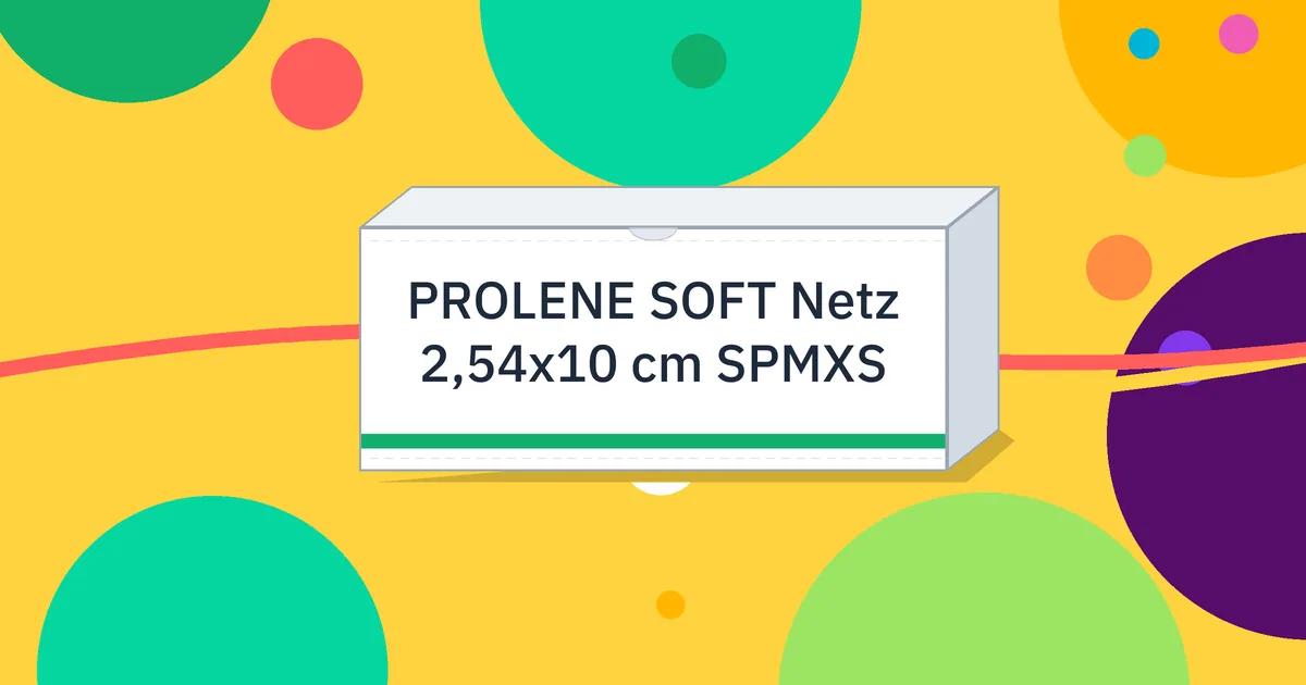 Symbolbild: Packung mit der Aufschrift PROLENE SOFT Netz 2,54x10 cm SPMXS (PZN 20891248) – Verfügbarkeit und Bezug in Apotheken in Frankfurt am Main
