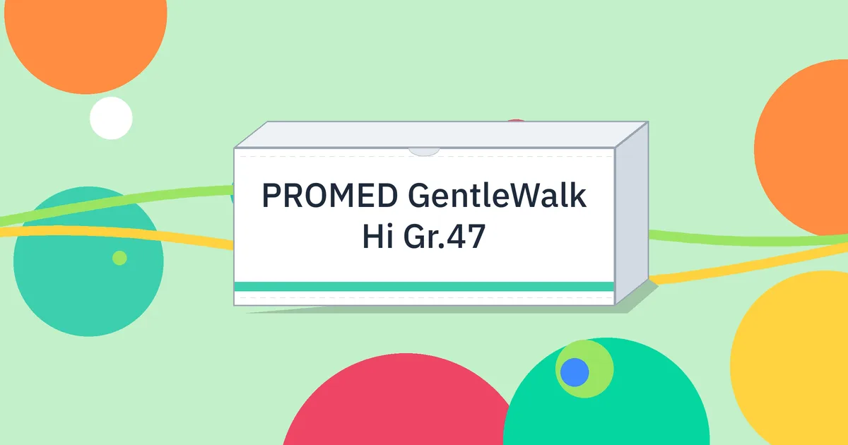 Symbolbild: Packung mit der Aufschrift PROMED GentleWalk Hi Gr.47 (PZN 07294720) – Verfügbarkeit und Bezug in Apotheken in Frankfurt am Main