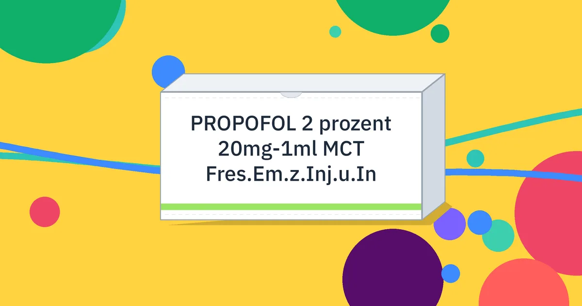 Symbolbild: Packung mit der Aufschrift PROPOFOL 2 prozent 20mg-1ml MCT Fres.Em.z.Inj.u.In (PZN 00194346) – Verfügbarkeit und Bezug in Apotheken in Frankfurt am Main