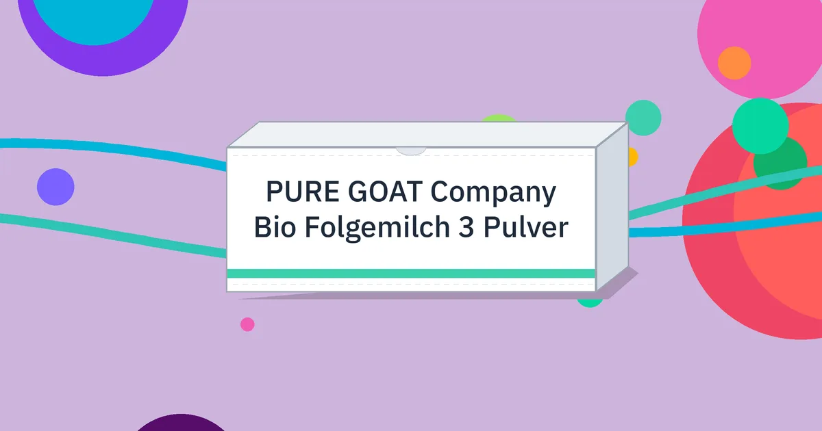 Symbolbild: Packung mit der Aufschrift PURE GOAT Company Bio Folgemilch 3 Pulver (PZN 16801759) – Verfügbarkeit und Bezug in Apotheken in Frankfurt am Main