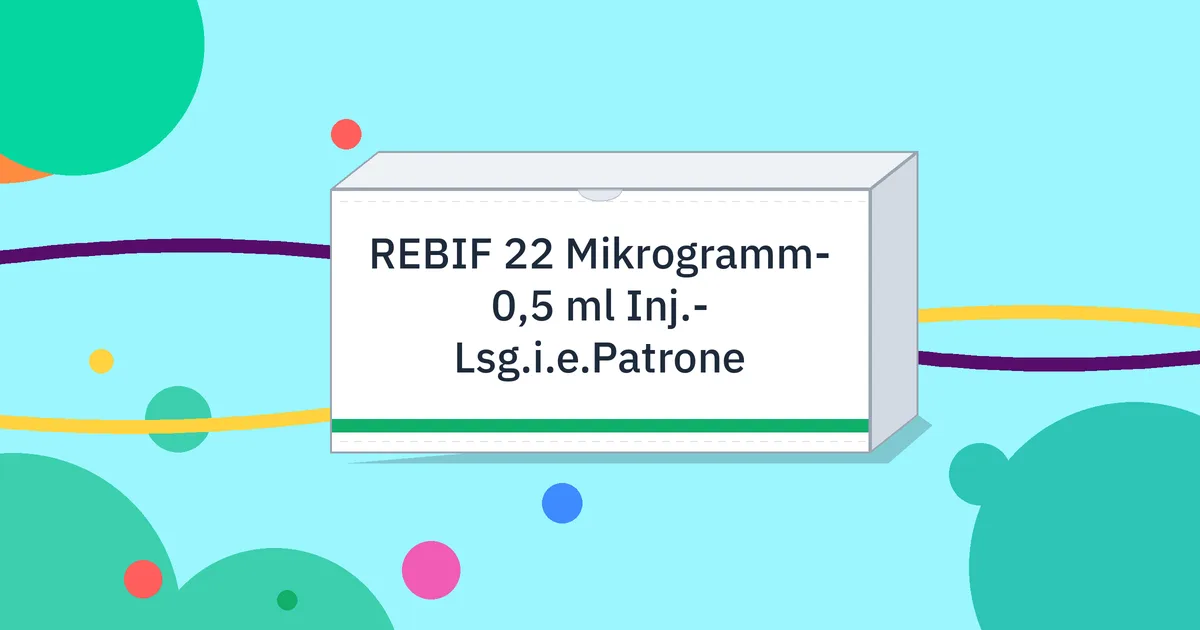 Symbolbild: Packung mit der Aufschrift REBIF 22 Mikrogramm-0,5 ml Inj.-Lsg.i.e.Patrone (PZN 14046365) – Verfügbarkeit und Bezug in Apotheken in Frankfurt am Main