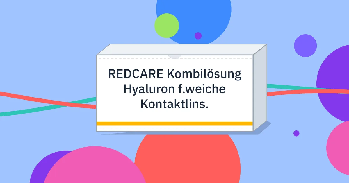 Symbolbild: Packung mit der Aufschrift REDCARE Kombilösung Hyaluron f.weiche Kontaktlins. (PZN 18319506) – Verfügbarkeit und Bezug in Apotheken in Frankfurt am Main
