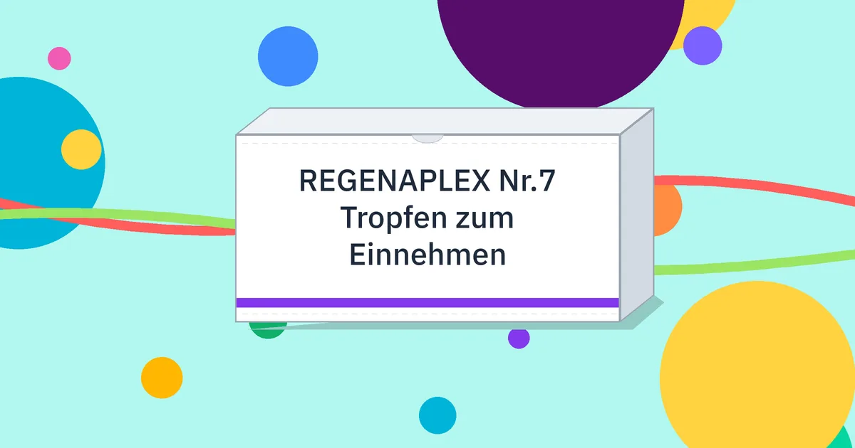 Symbolbild: Packung mit der Aufschrift REGENAPLEX Nr.7 Tropfen zum Einnehmen (PZN 02641915) – Verfügbarkeit und Bezug in Apotheken in Frankfurt am Main