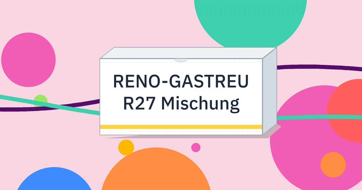 Symbolbild: Packung mit der Aufschrift RENO-GASTREU R27 Mischung (PZN 04956965) – Verfügbarkeit und Bezug in Apotheken in Frankfurt am Main