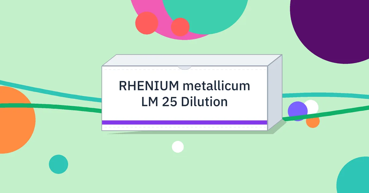 Symbolbild: Packung mit der Aufschrift RHENIUM metallicum LM 25 Dilution (PZN 13049143) – Verfügbarkeit und Bezug in Apotheken in Frankfurt am Main