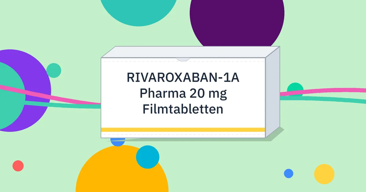 Symbolbild: Packung mit der Aufschrift RIVAROXABAN-1A Pharma 20 mg Filmtabletten (PZN 18712729) – Verfügbarkeit und Bezug in Apotheken in Frankfurt am Main