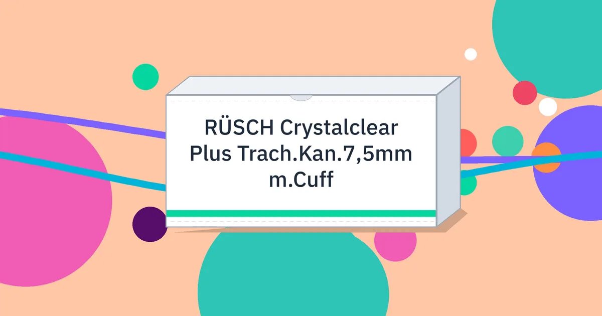 Symbolbild: Packung mit der Aufschrift RÜSCH Crystalclear Plus Trach.Kan.7,5mm m.Cuff (PZN 03431485) – Verfügbarkeit und Bezug in Apotheken in Frankfurt am Main