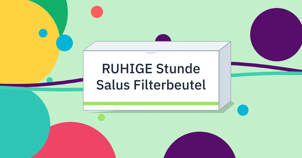 Symbolbild: Packung mit der Aufschrift RUHIGE Stunde Salus Filterbeutel (PZN 05497985) – Verfügbarkeit und Bezug in Apotheken in Frankfurt am Main