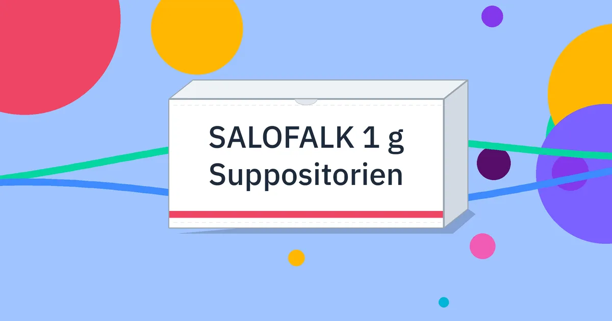 Symbolbild: Packung mit der Aufschrift SALOFALK 1 g Suppositorien (PZN 14054399) – Verfügbarkeit und Bezug in Apotheken in Frankfurt am Main