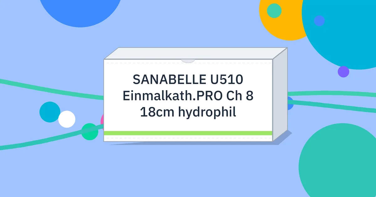 Symbolbild: Packung mit der Aufschrift SANABELLE U510 Einmalkath.PRO Ch 8 18cm hydrophil (PZN 13723645) – Verfügbarkeit und Bezug in Apotheken in Frankfurt am Main