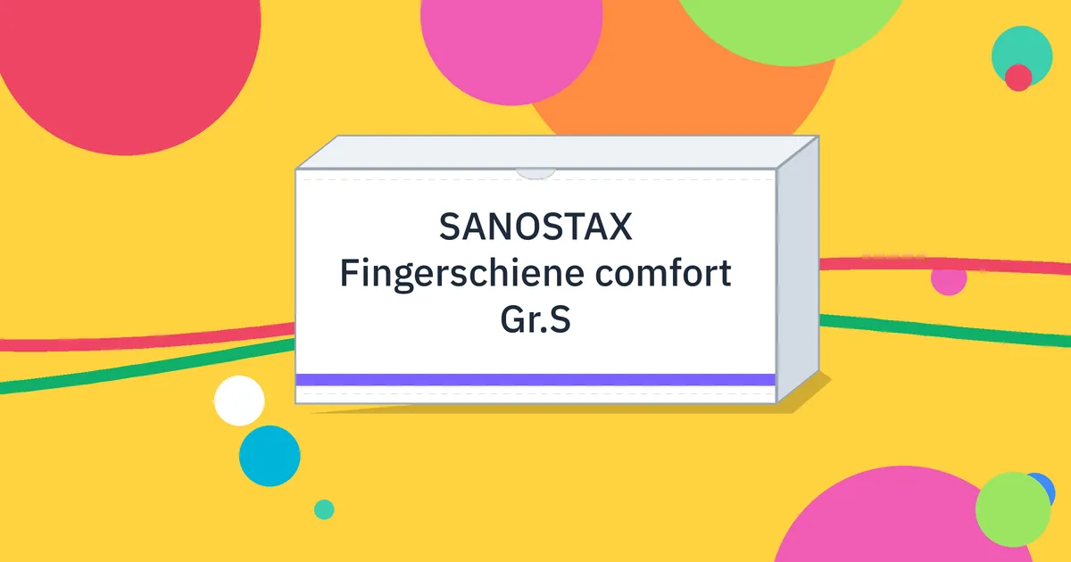 Symbolbild: Packung mit der Aufschrift SANOSTAX Fingerschiene comfort Gr.S (PZN 10288278) – Verfügbarkeit und Bezug in Apotheken in Frankfurt am Main