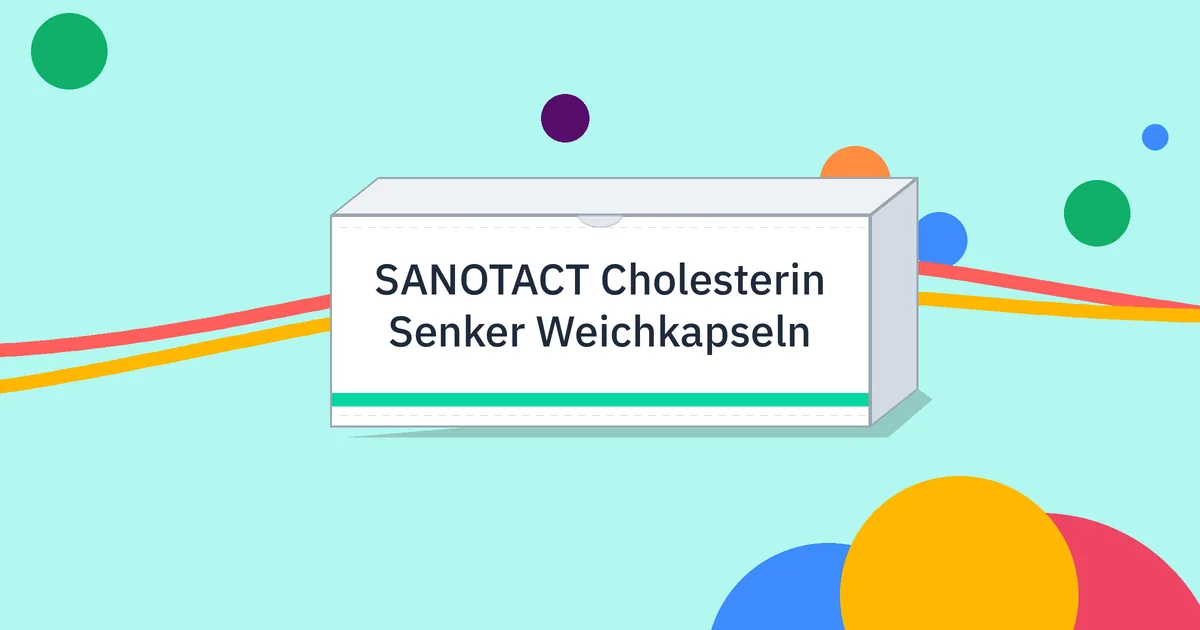 Symbolbild: Packung mit der Aufschrift SANOTACT Cholesterin Senker Weichkapseln (PZN 18708018) – Verfügbarkeit und Bezug in Apotheken in Frankfurt am Main