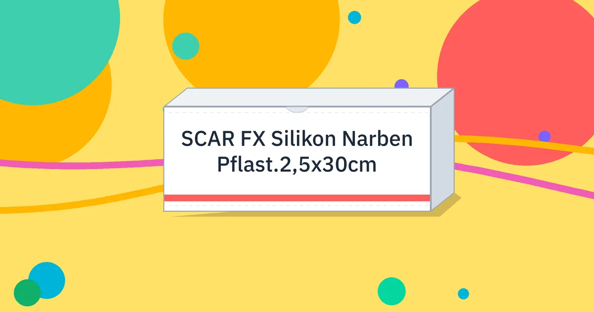 Symbolbild: Packung mit der Aufschrift SCAR FX Silikon Narben Pflast.2,5x30cm (PZN 02954962) – Verfügbarkeit und Bezug in Apotheken in Frankfurt am Main