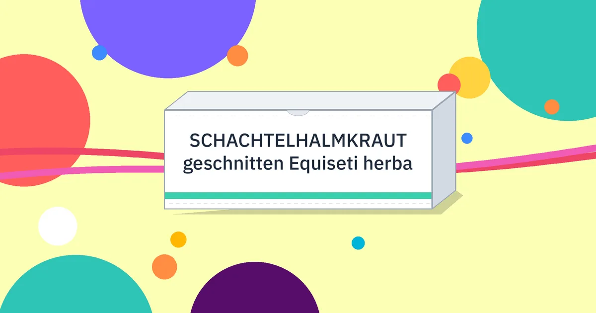 Symbolbild: Packung mit der Aufschrift SCHACHTELHALMKRAUT geschnitten Equiseti herba (PZN 20954204) – Verfügbarkeit und Bezug in Apotheken in Frankfurt am Main