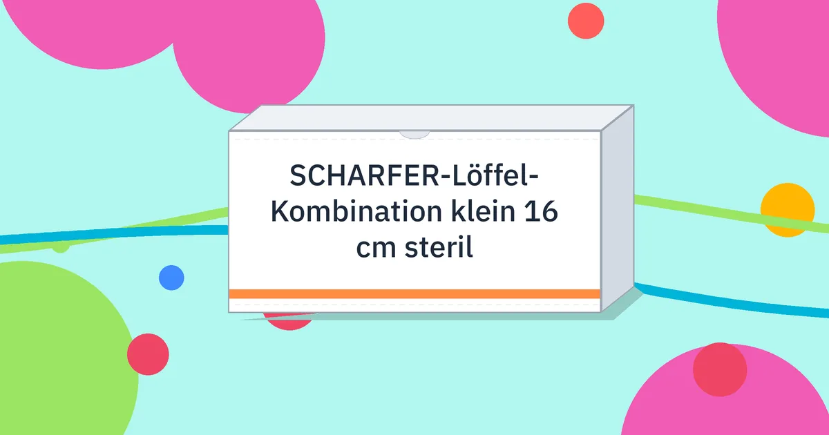 Symbolbild: Packung mit der Aufschrift SCHARFER-Löffel-Kombination klein 16 cm steril (PZN 17248141) – Verfügbarkeit und Bezug in Apotheken in Frankfurt am Main
