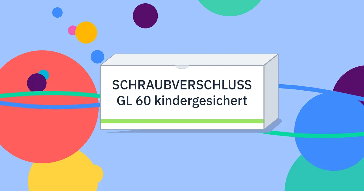 Symbolbild: Packung mit der Aufschrift SCHRAUBVERSCHLUSS GL 60 kindergesichert (PZN 17543006) – Verfügbarkeit und Bezug in Apotheken in Frankfurt am Main