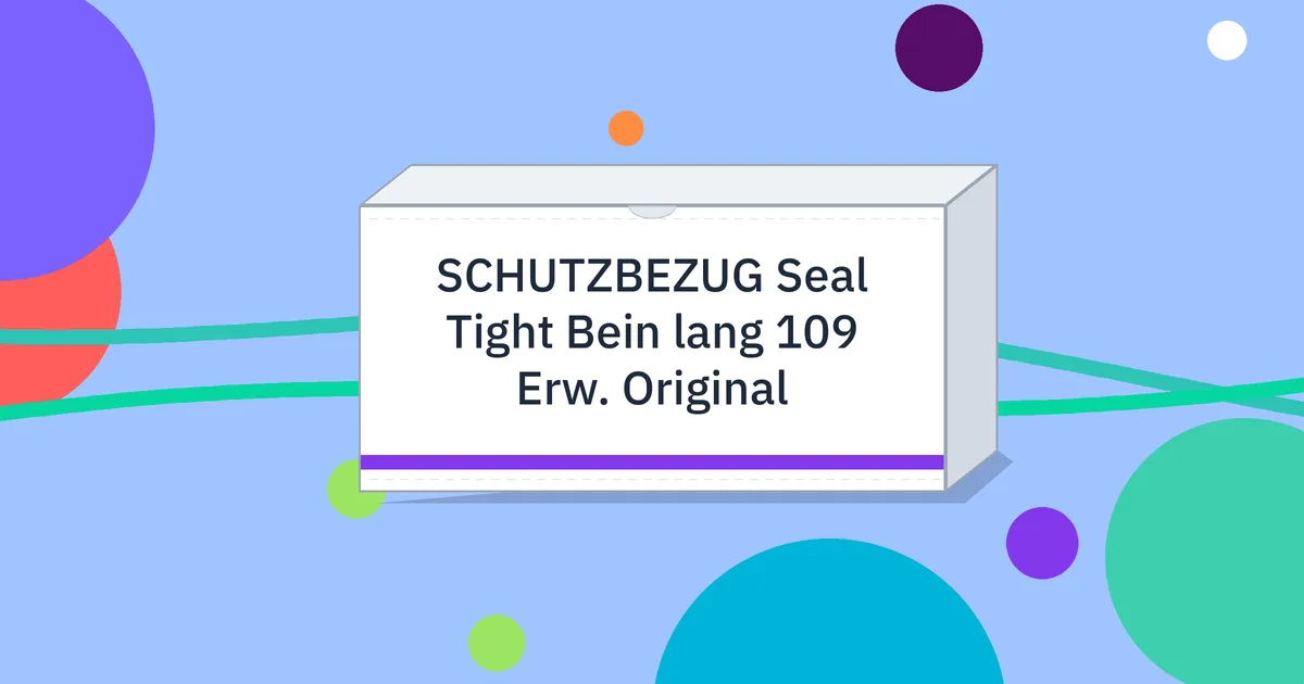 Symbolbild: Packung mit der Aufschrift SCHUTZBEZUG Seal Tight Bein lang 109 Erw. Original (PZN 09778882) – Verfügbarkeit und Bezug in Apotheken in Frankfurt am Main