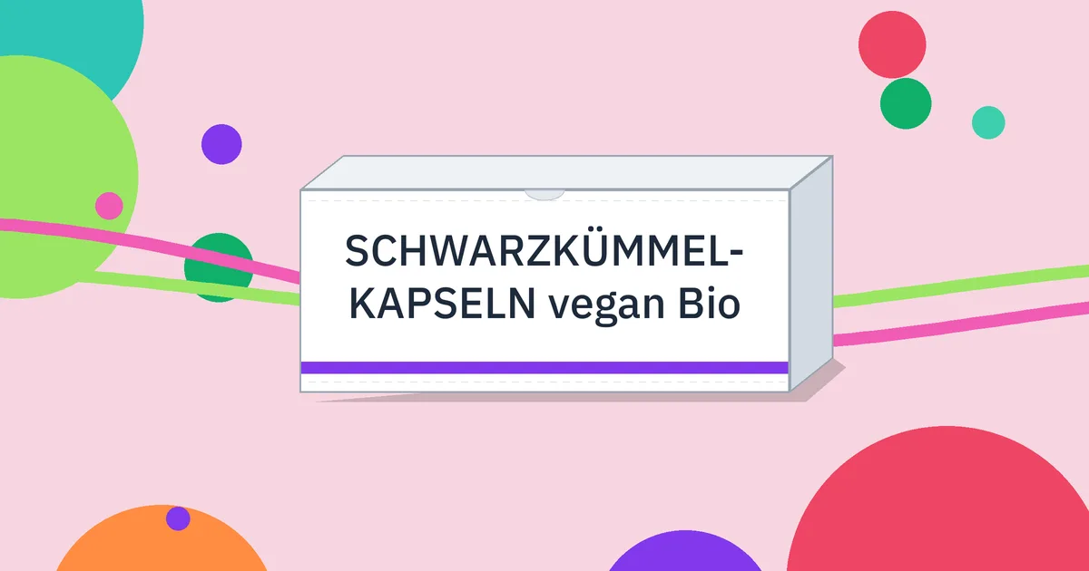 Symbolbild: Packung mit der Aufschrift SCHWARZKÜMMEL-KAPSELN vegan Bio (PZN 14309379) – Verfügbarkeit und Bezug in Apotheken in Frankfurt am Main