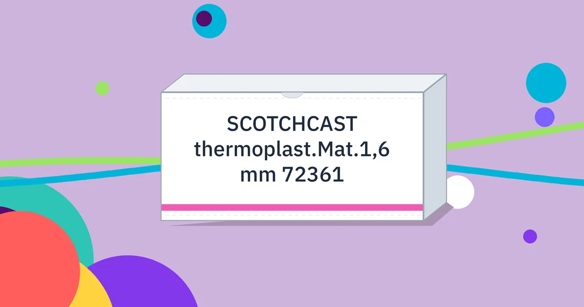 Symbolbild: Packung mit der Aufschrift SCOTCHCAST thermoplast.Mat.1,6 mm 72361 (PZN 04545222) – Verfügbarkeit und Bezug in Apotheken in Frankfurt am Main