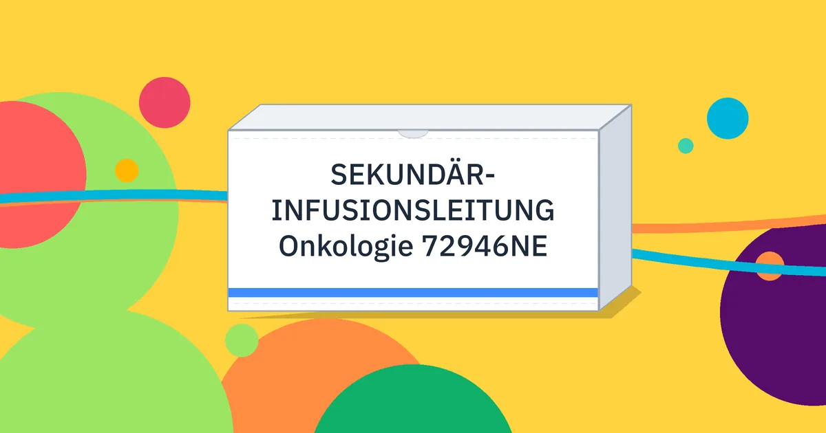 Symbolbild: Packung mit der Aufschrift SEKUNDÄR-INFUSIONSLEITUNG Onkologie 72946NE (PZN 13589230) – Verfügbarkeit und Bezug in Apotheken in Frankfurt am Main