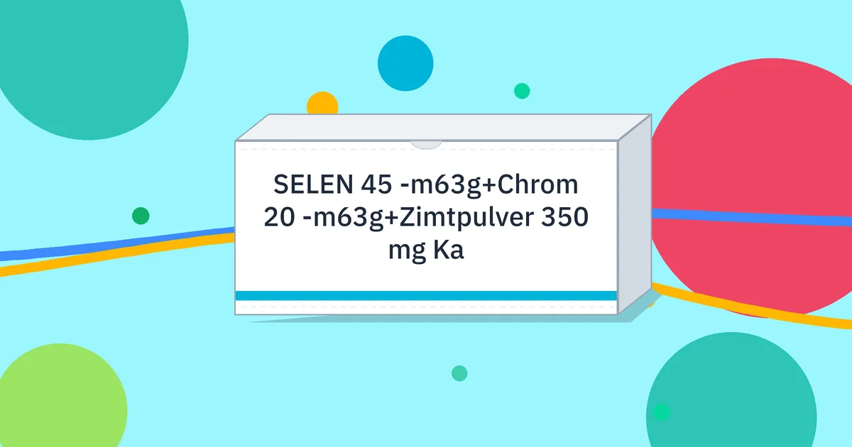 Symbolbild: Packung mit der Aufschrift SELEN 45 -m63g+Chrom 20 -m63g+Zimtpulver 350 mg Ka (PZN 19282254) – Verfügbarkeit und Bezug in Apotheken in Frankfurt am Main