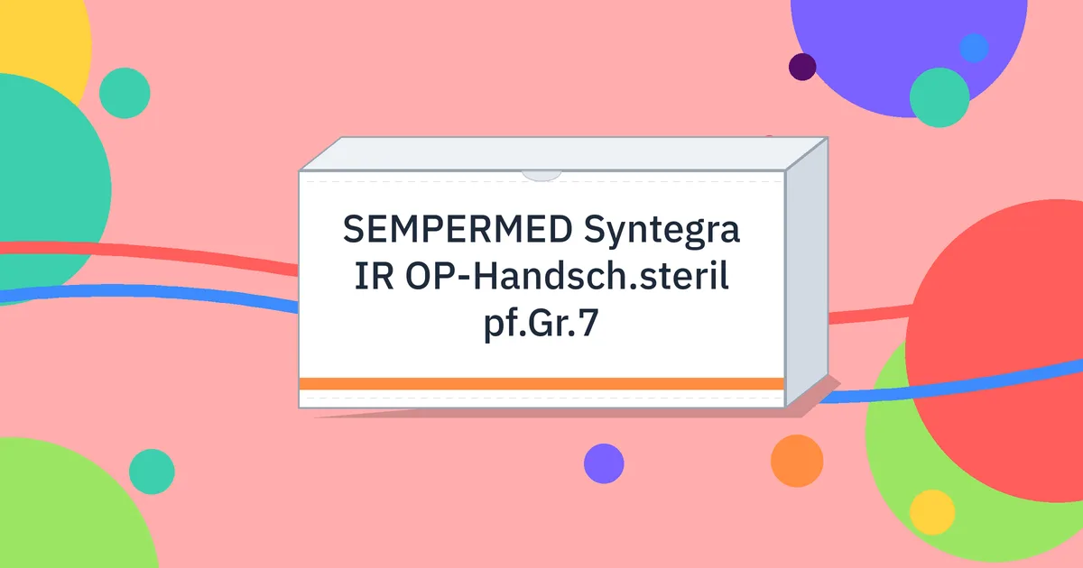 Symbolbild: Packung mit der Aufschrift SEMPERMED Syntegra IR OP-Handsch.steril pf.Gr.7 (PZN 15865728) – Verfügbarkeit und Bezug in Apotheken in Frankfurt am Main