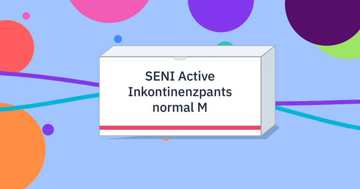 Symbolbild: Packung mit der Aufschrift SENI Active Inkontinenzpants normal M (PZN 10015480) – Verfügbarkeit und Bezug in Apotheken in Frankfurt am Main