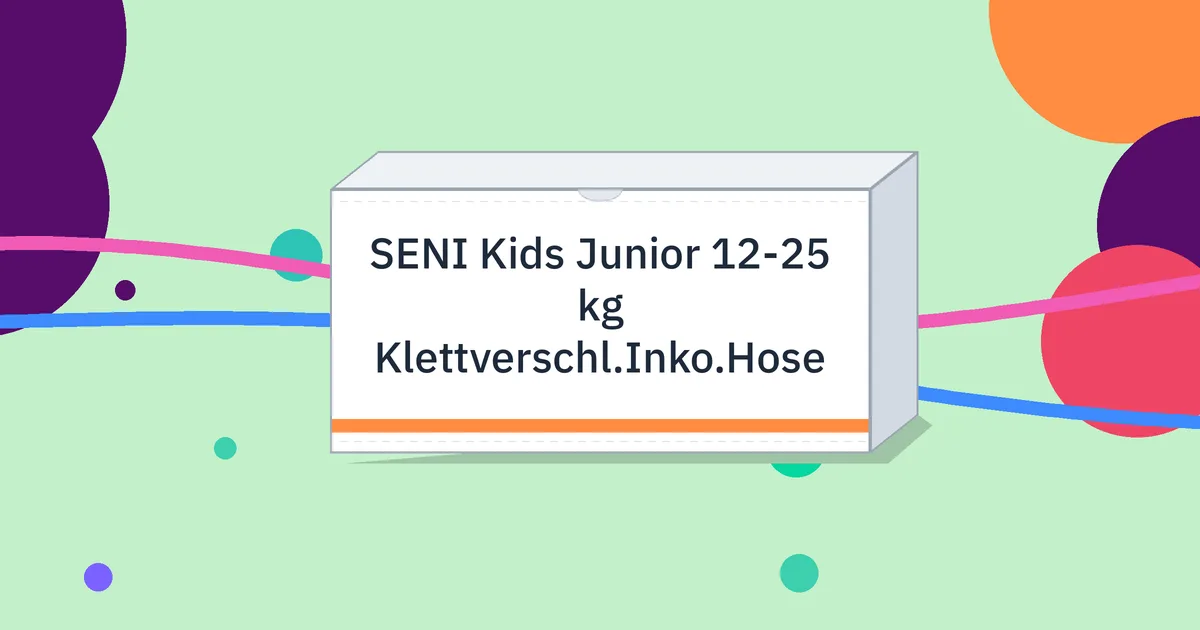 Symbolbild: Packung mit der Aufschrift SENI Kids Junior 12-25 kg Klettverschl.Inko.Hose (PZN 13873439) – Verfügbarkeit und Bezug in Apotheken in Frankfurt am Main