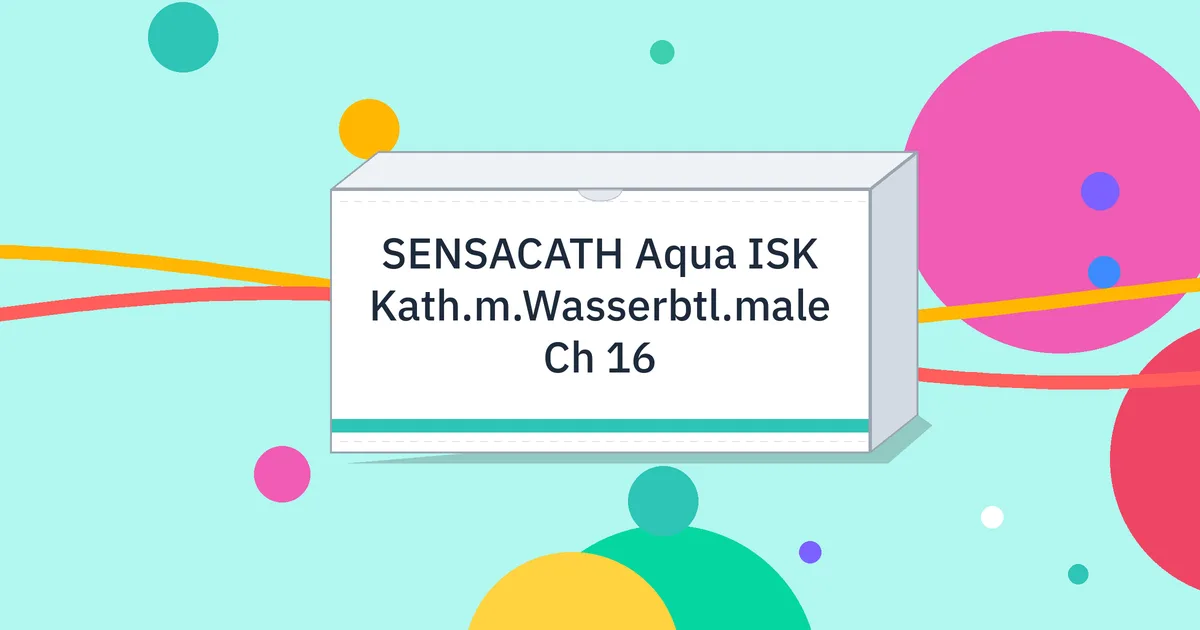 Symbolbild: Packung mit der Aufschrift SENSACATH Aqua ISK Kath.m.Wasserbtl.male Ch 16 (PZN 19856005) – Verfügbarkeit und Bezug in Apotheken in Frankfurt am Main