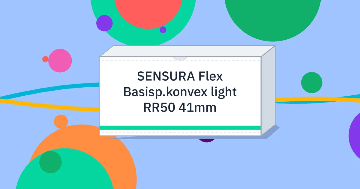Symbolbild: Packung mit der Aufschrift SENSURA Flex Basisp.konvex light RR50 41mm (PZN 00872964) – Verfügbarkeit und Bezug in Apotheken in Frankfurt am Main